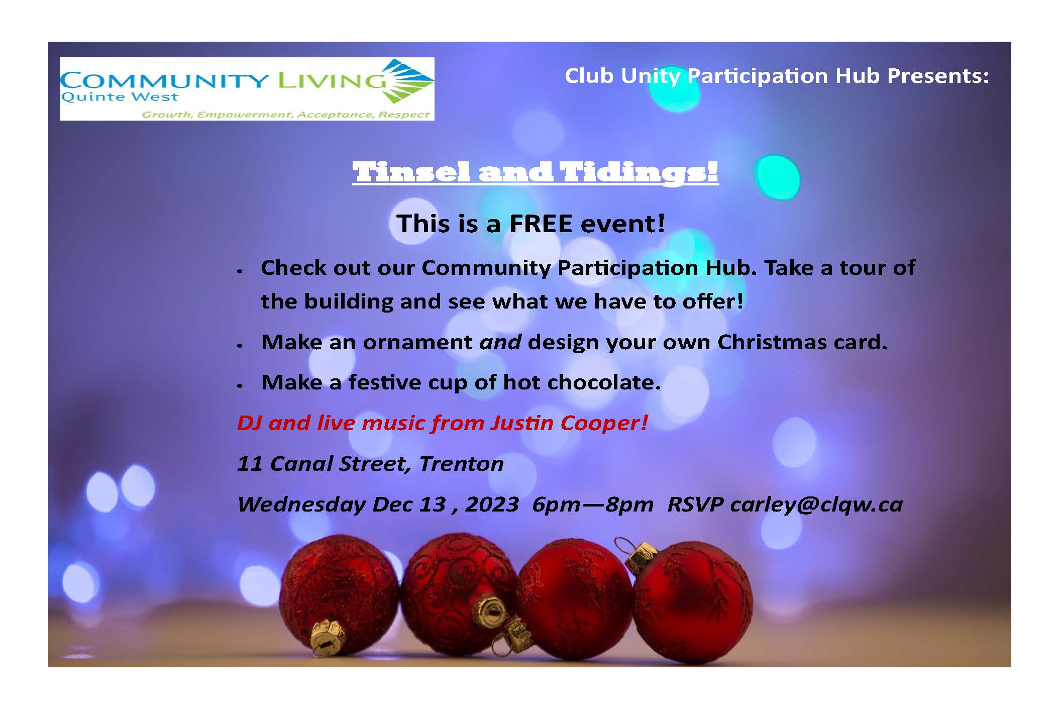 Club Unity Open House – Community Living – Quinte West